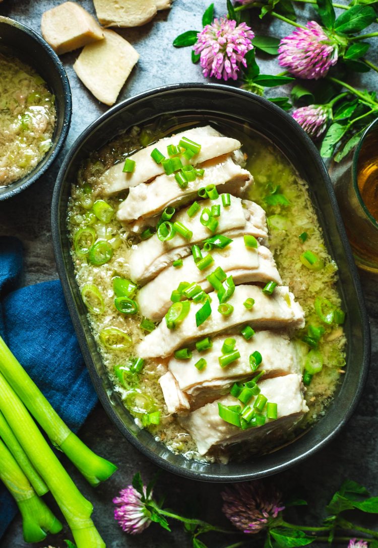 Ginger Scallion Poached Chicken - Juicy, Guaranteed! - Cooking With Lei