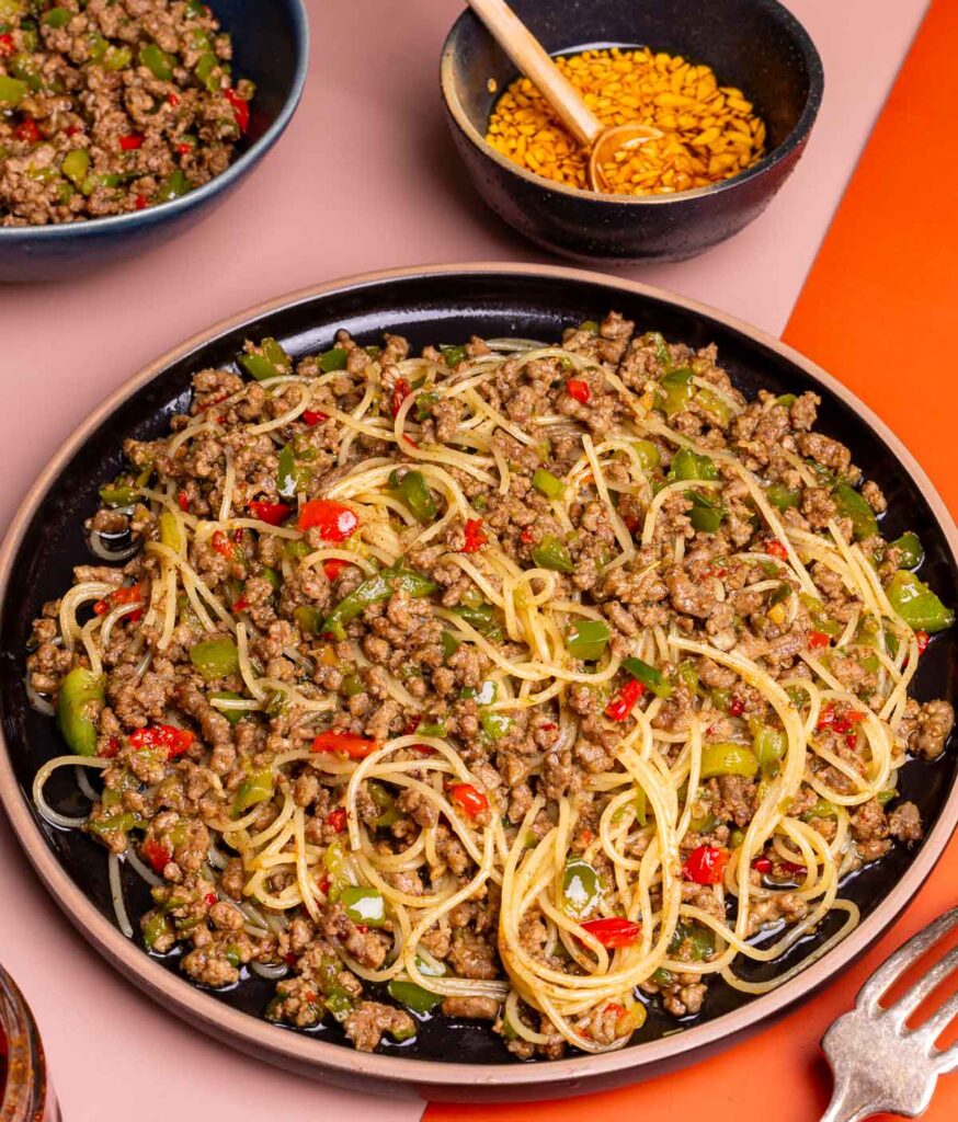 Angel Hair Pasta with Chinese Beef Sauce - Cooking With Lei