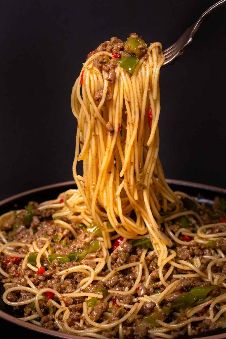 Angel Hair Pasta with Chinese Beef Sauce - Cooking With Lei