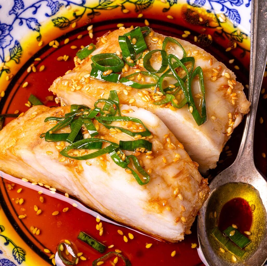 Poached Fish with Soy Glaze - Cooking With Lei