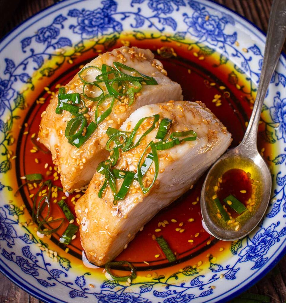 Poached Fish with Soy Glaze - Cooking With Lei