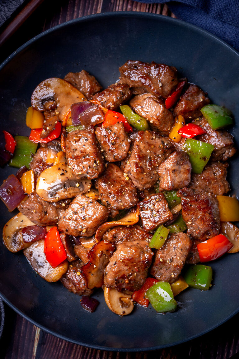 Chinese Steak Bites with Black Pepper Sauce - Cooking With Lei